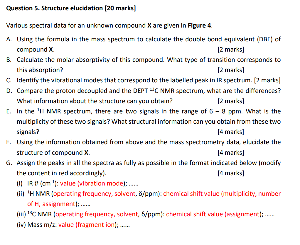 Solved Question 5. Structure elucidation [20 marks] Various | Chegg.com