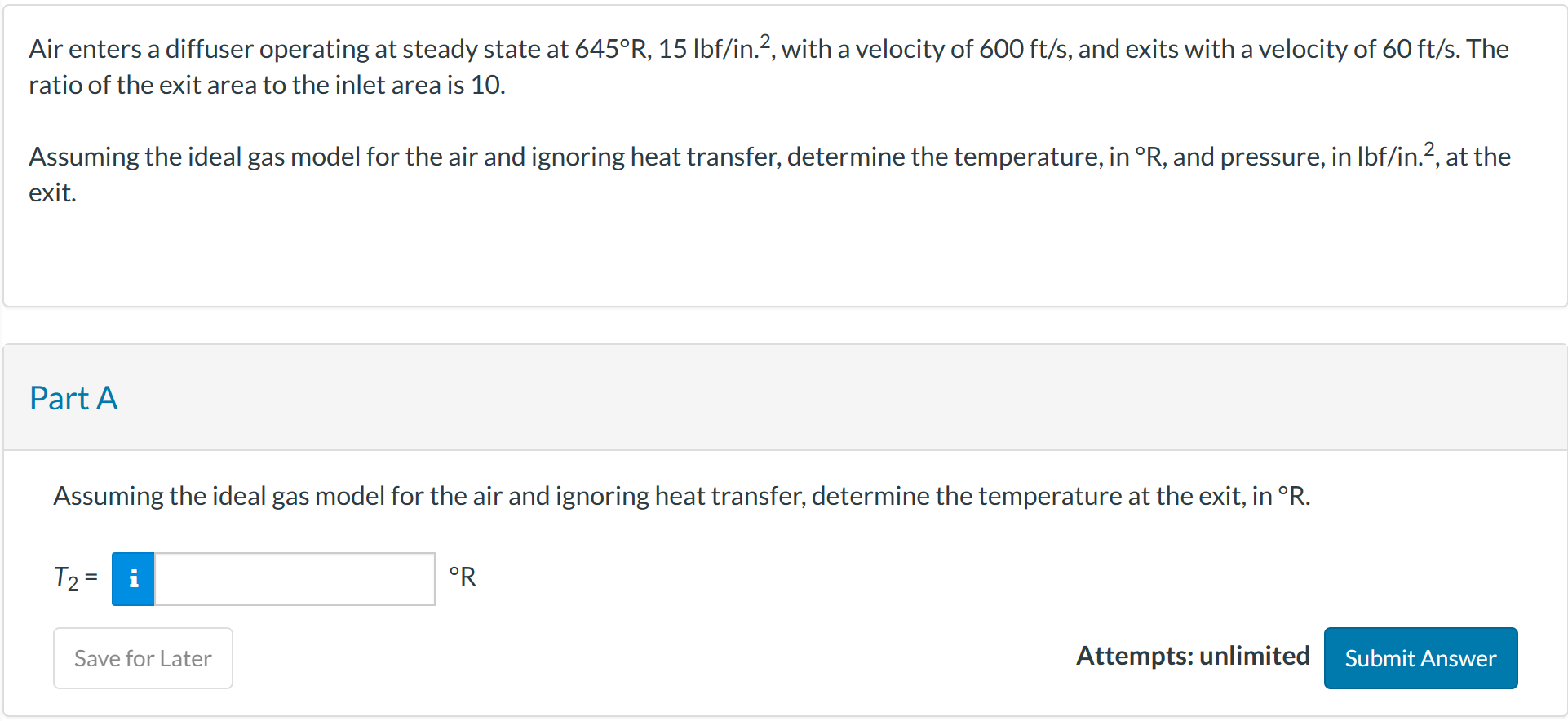 Solved Air enters a diffuser operating at steady state at | Chegg.com
