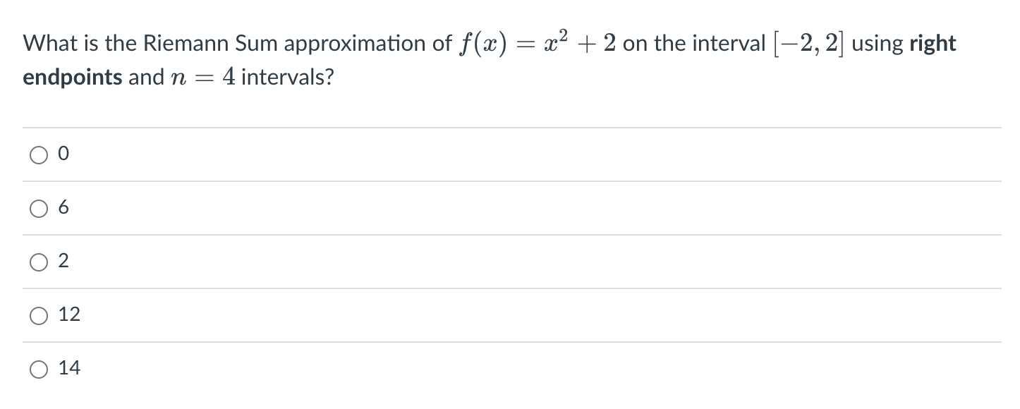 Solved = What is the Riemann Sum approximation of f(x) = x2 | Chegg.com