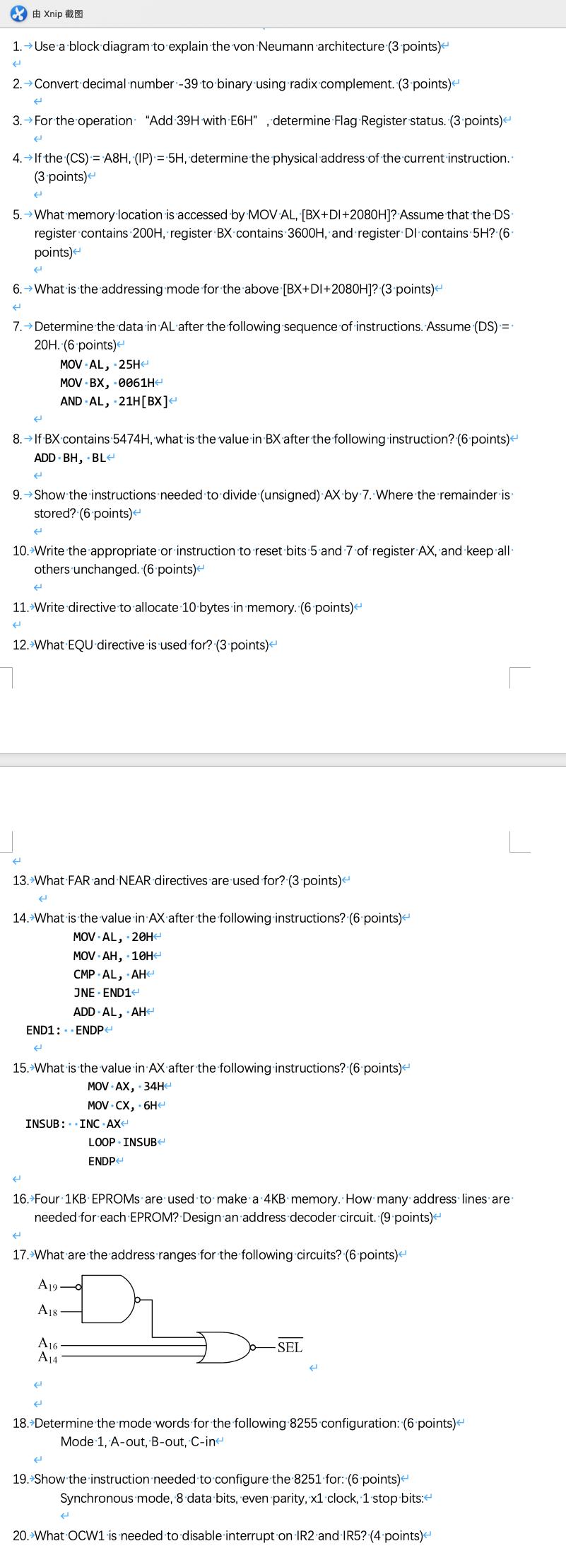 Solved Xnip 1. → Use a block diagram to explain the von | Chegg.com