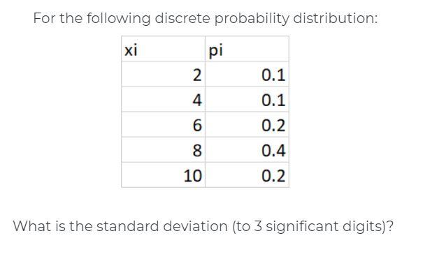 Solved For the following discrete probability distribution: | Chegg.com