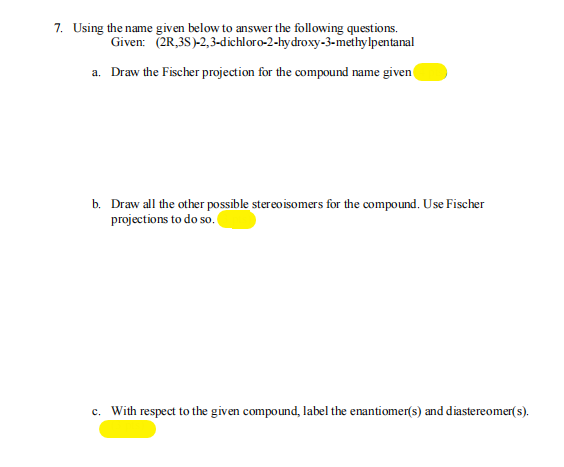 Solved 7. ﻿Using the name given below to answer the | Chegg.com