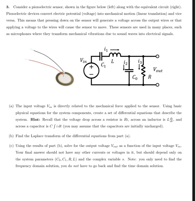 Solved 3. Consider a piezoelectric sensor, shown in the | Chegg.com