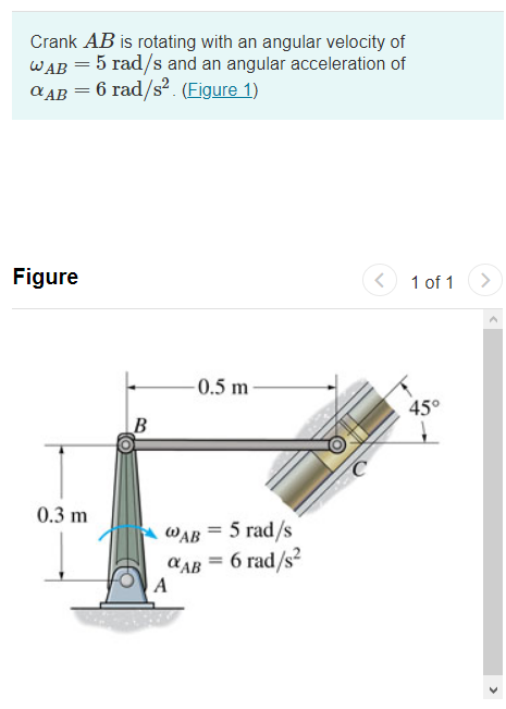 Solved Crank AB is rotating with an angular velocity of | Chegg.com