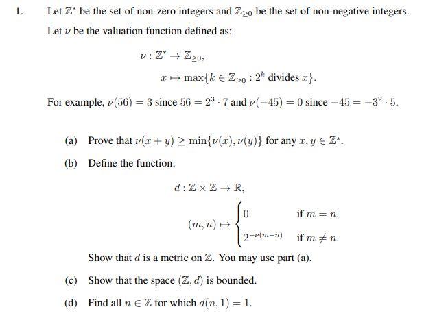 Solved Let Z∗ be the set of non-zero integers and Z≥0 be the | Chegg.com