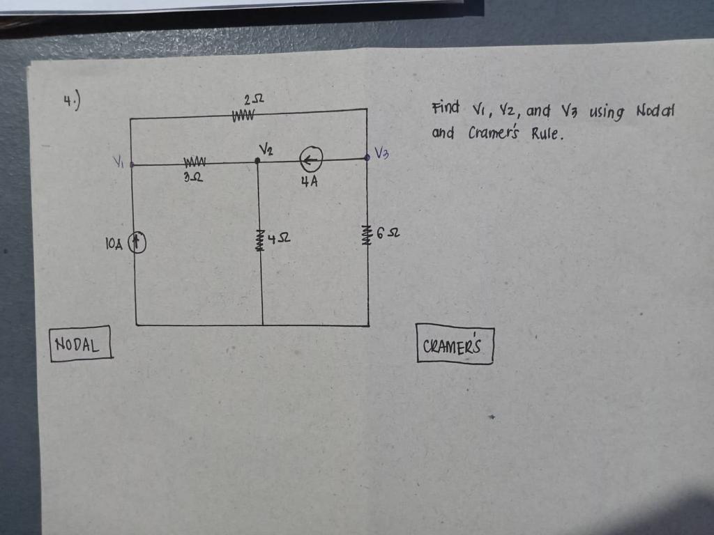 Solved Find the v1,v2, and v3 using Nodal and Cramer's | Chegg.com