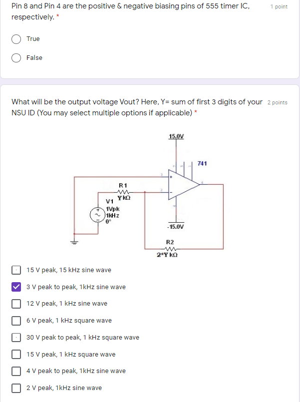 Solved 1 point Pin 8 and Pin 4 are the positive & negative | Chegg.com