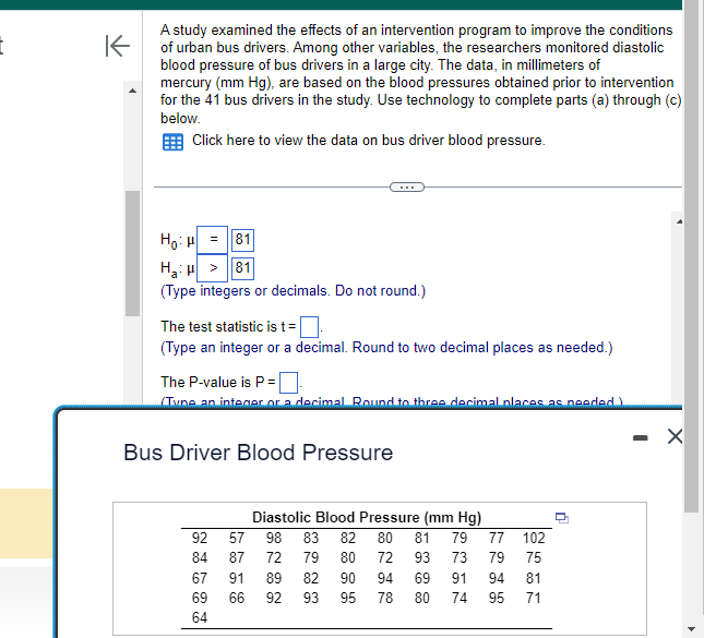 Solved A study examined the effects of an intervention | Chegg.com