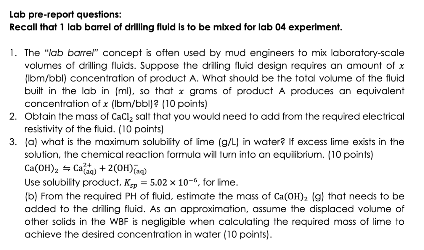 Solved Solve with the given info: You are the mud engineer | Chegg.com