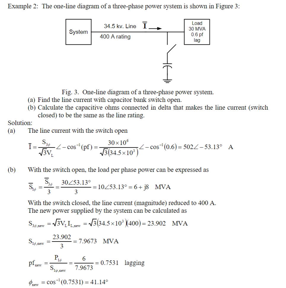 Solved Example 2: The one-line diagram of a three-phase | Chegg.com