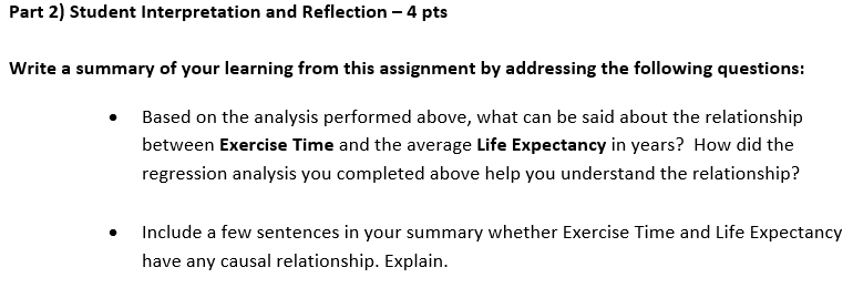 Solved Life Expectancy (years) Part 2) Student | Chegg.com