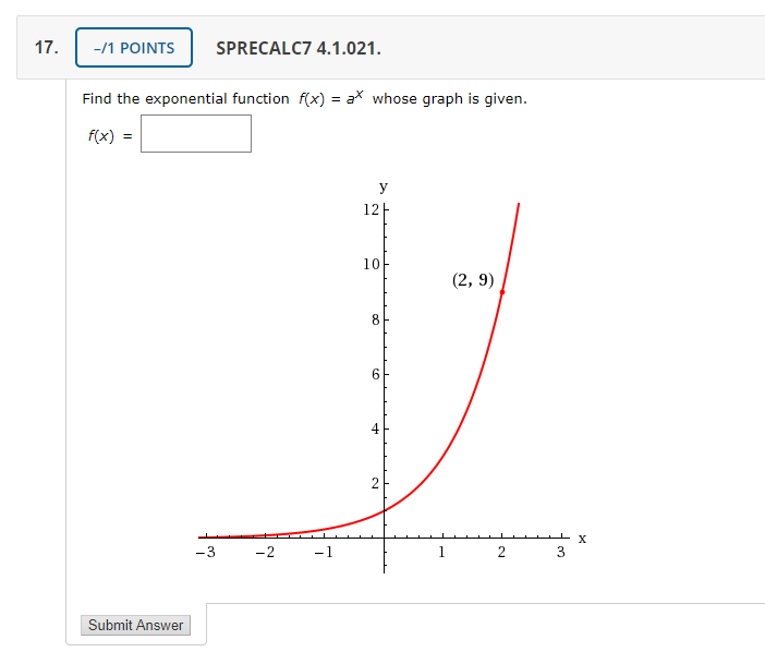 Solved 1 Points Sprecalc7 4 1 021 Find The Exponential