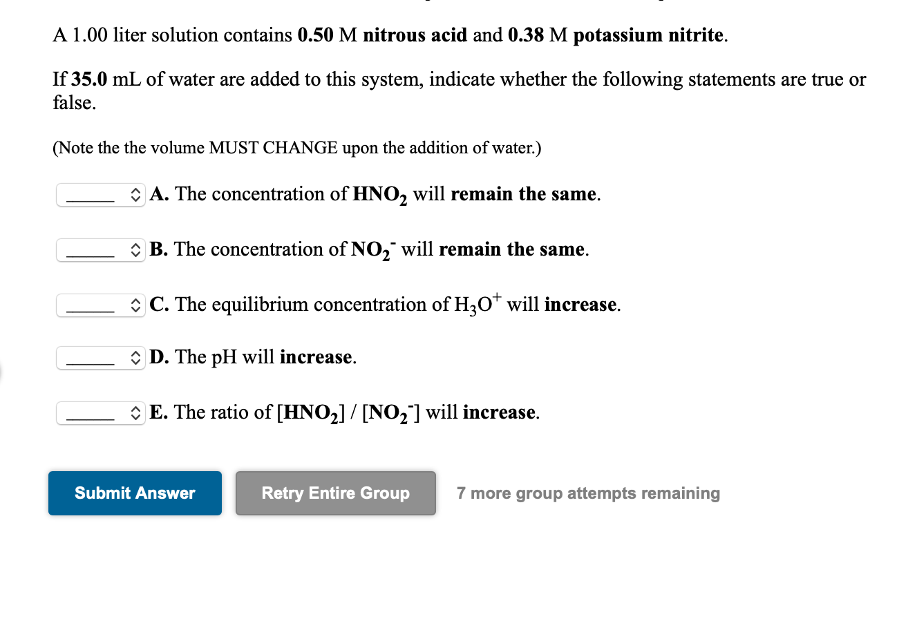 Solved A 1.00 liter solution contains 0.50 M nitrous acid | Chegg.com