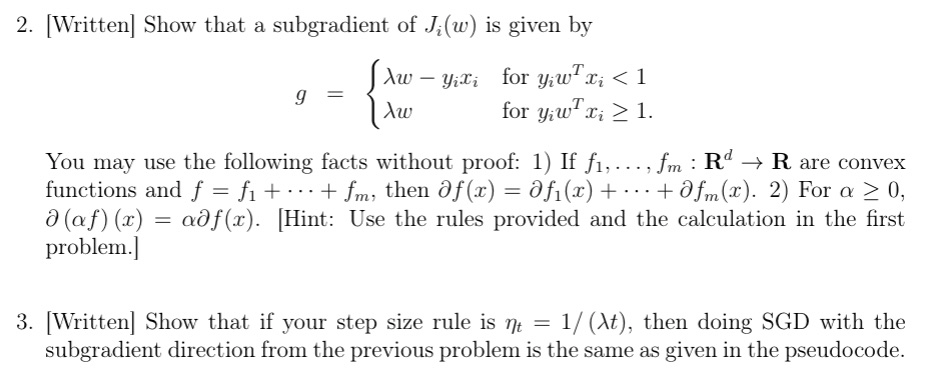 6 Support Vector Machine via Pegasos In this question | Chegg.com