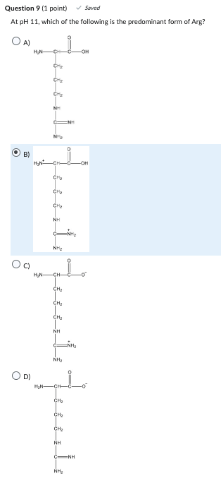 Solved At pH11, which of the following is the predominant | Chegg.com