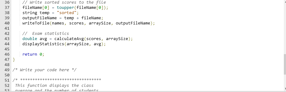 Solved 9.8 Lab: Parallel Arrays Project: Exam Statistics | Chegg.com