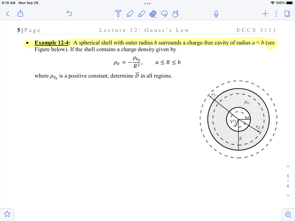 Solved Example 12-4: A spherical shell with outer radius b | Chegg.com