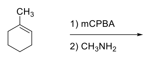 Solved CH3 1) mCPBA 2) CH3NH2 CH3 ОН CH3 н*, H2O H3C, H3C | Chegg.com