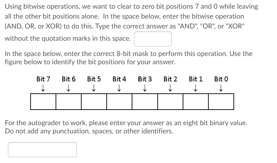 Solved Using bitwise operations, we want to clear to zero | Chegg.com