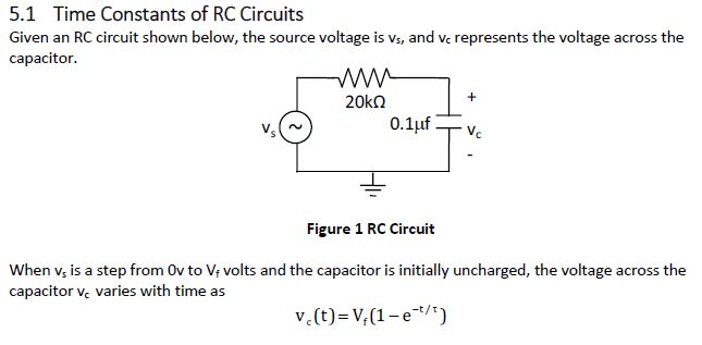 Solved 5.1 Time Constants of RC Circuits Given an RC circuit | Chegg.com