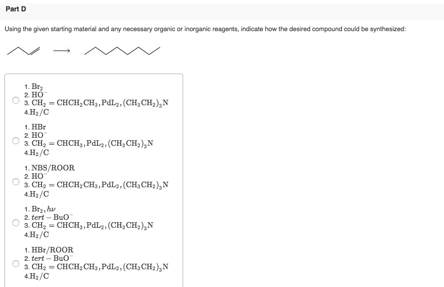 Solved Part A Using the given starting material and any | Chegg.com