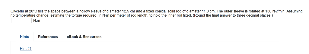 Solved Glycerin at 20°C fills the space between a hollow | Chegg.com