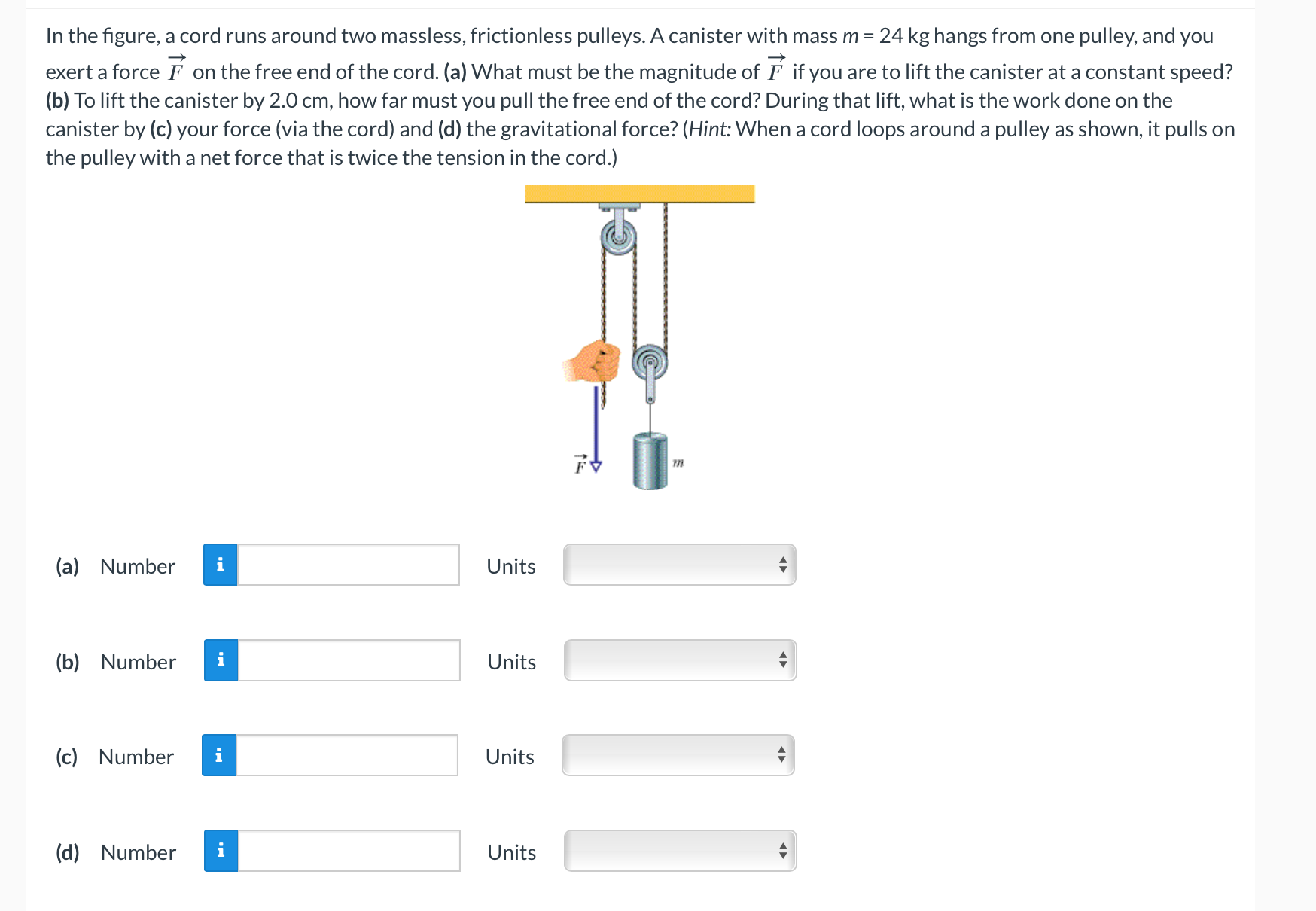 Solved In the figure, a cord runs around two massless, | Chegg.com