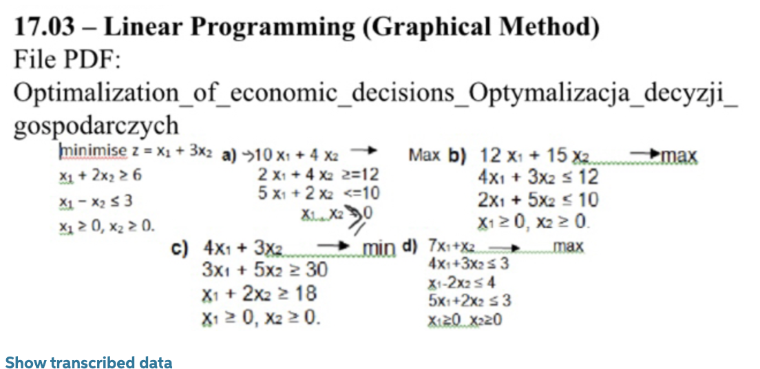 Solved 17.03 - Linear Programming (Graphical Method) File | Chegg.com
