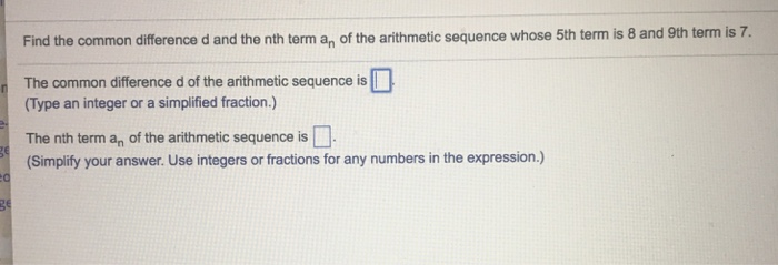 Solved Find the common difference d and the nth term an of | Chegg.com
