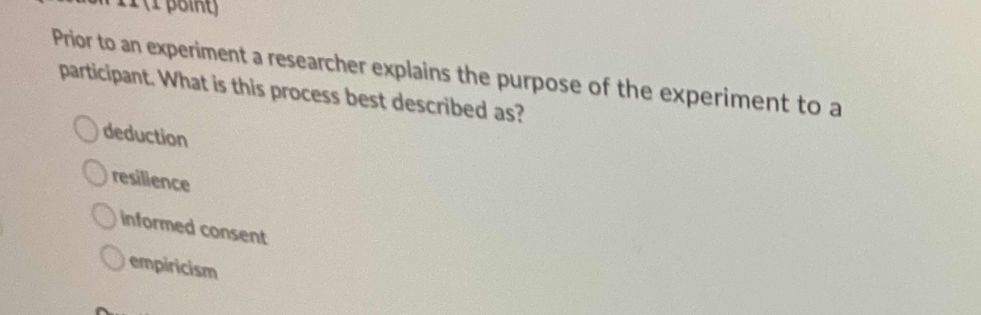 Solved Prior to an experiment a researcher explains the | Chegg.com