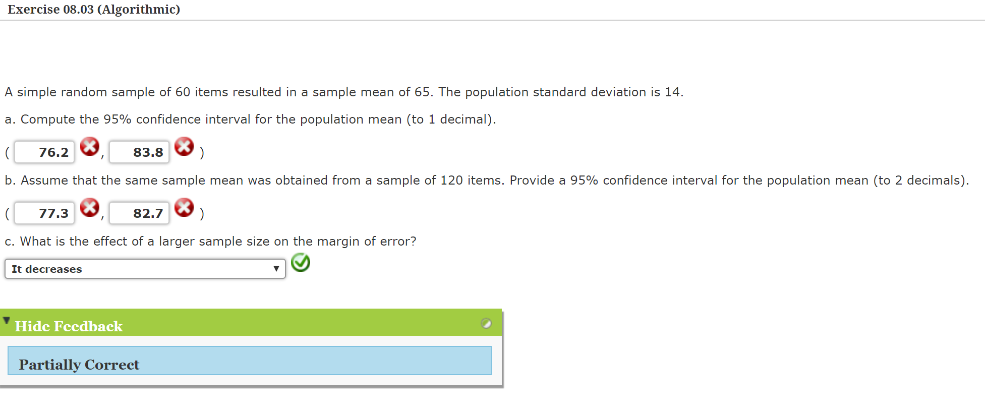 Solved Exercise 08.03 (Algorithmic) A simple random sample | Chegg.com