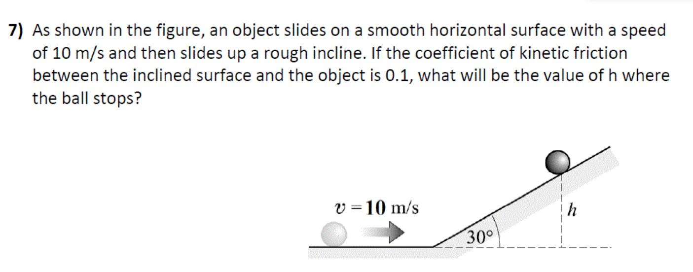 Solved 7) As shown in the figure, an object slides on a | Chegg.com