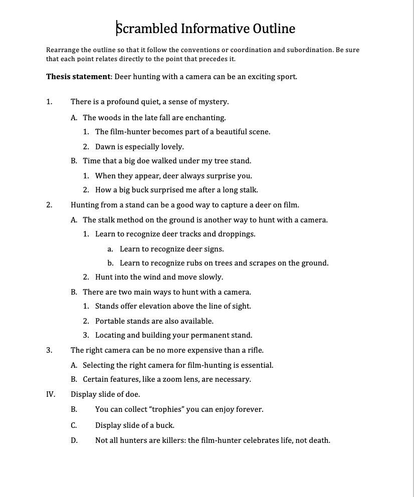 Solved Scrambled Informative Outline Rearrange the outline | Chegg.com