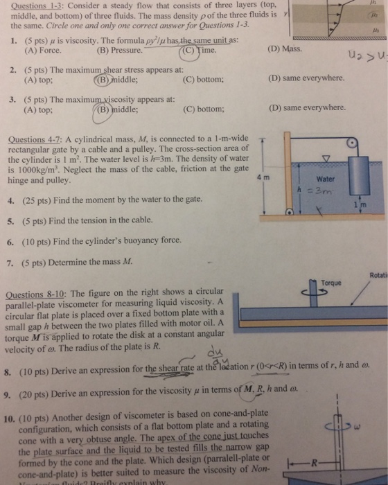 Solved Consider a steady flow that consists of three layers | Chegg.com