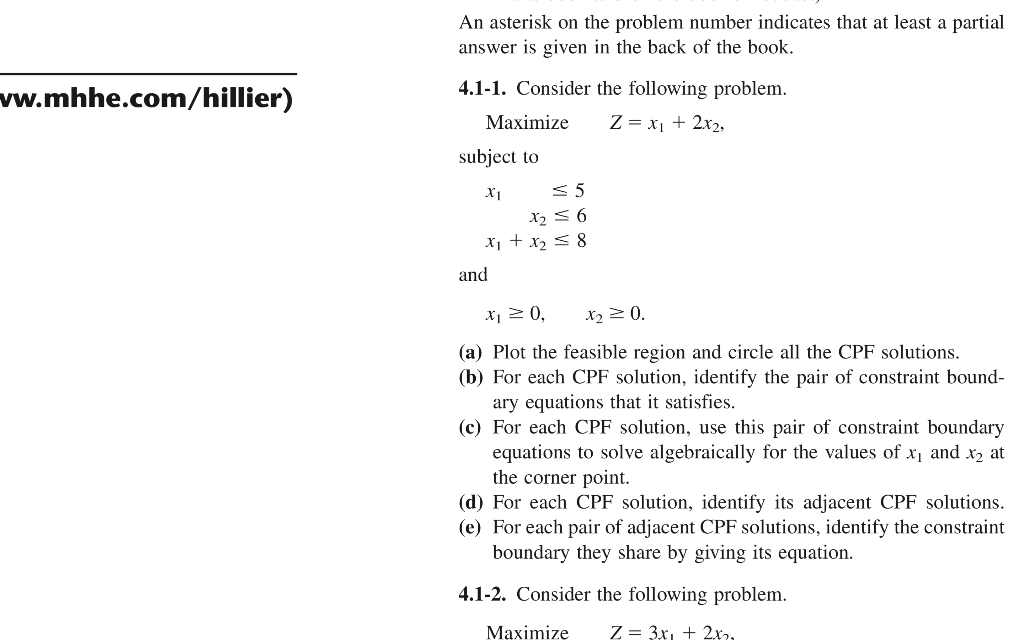 Solved vw.mhhe.com/hillier) An asterisk on the problem | Chegg.com