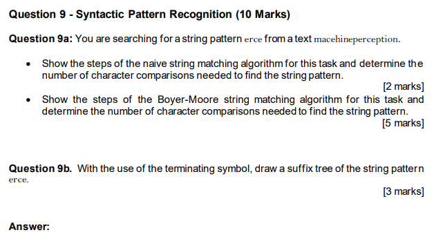 Solved Question 9 - Syntactic Pattern Recognition (10 Marks) | Chegg.com