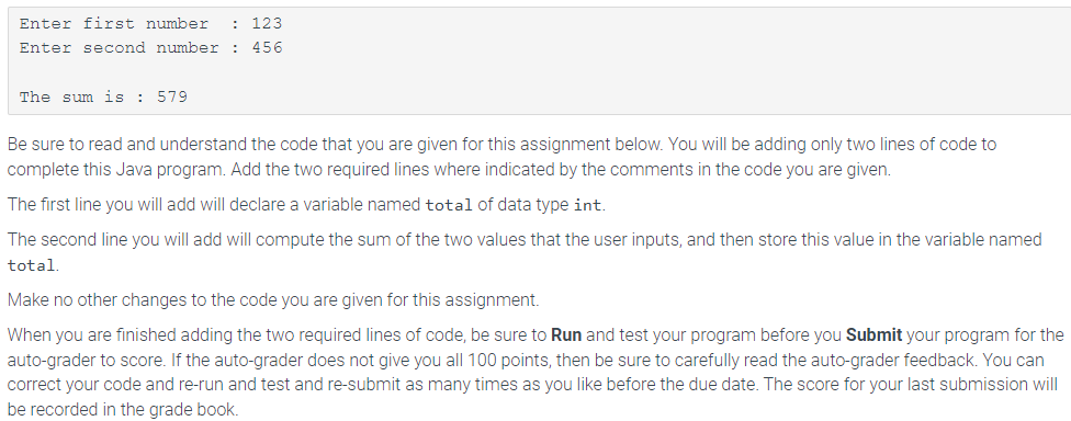 Solved 3.19 Compute Sum of 2 (Individual Assignment) This is | Chegg.com