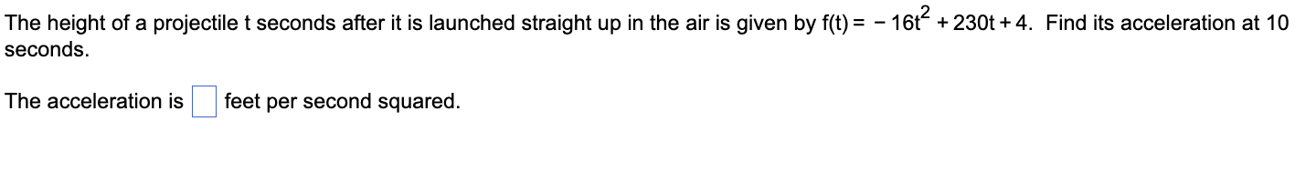 Solved The height of a projectile t seconds after it is | Chegg.com