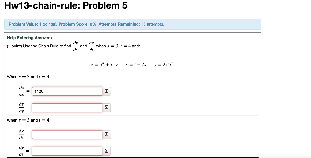 Solved Hw13-chain-rule: Problem 5 Problem Value: 1 point(s). | Chegg.com