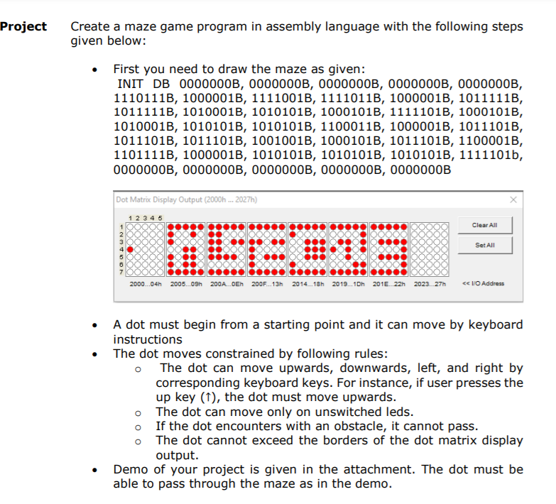 Solved Project Create a maze game program in assembly | Chegg.com