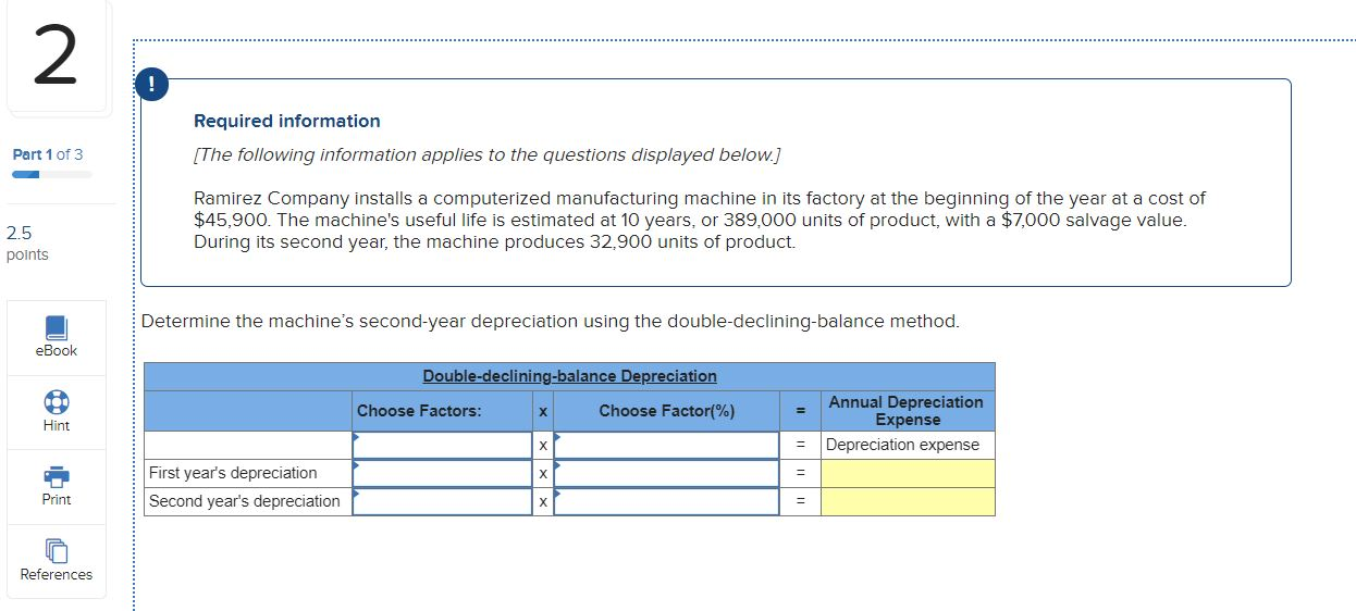 Solved 2 ! Required information Part 1 of 3 (The following | Chegg.com
