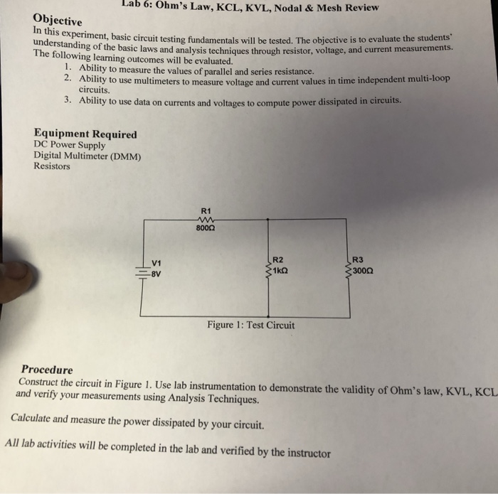 Solved Lab 6: Ohm's Law, KCL, KVL, Nodal& Mesh Review | Chegg.com