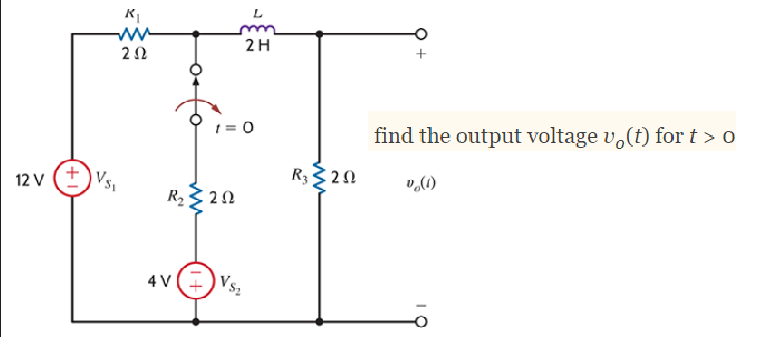 Solved Find the output voltage vo(t) ﻿for t>0Please explain | Chegg.com