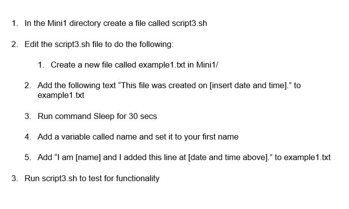 Solved 1. In the Minis directory create a file called | Chegg.com