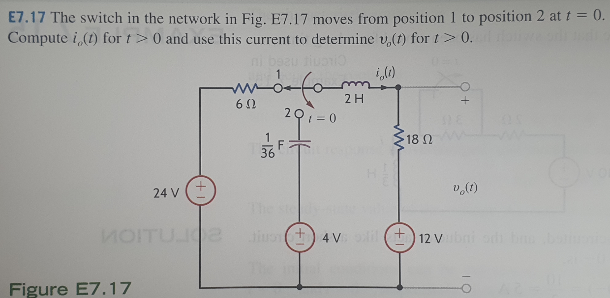 Solved E7.17 The switch in the network in Fig. E7.17 moves | Chegg.com