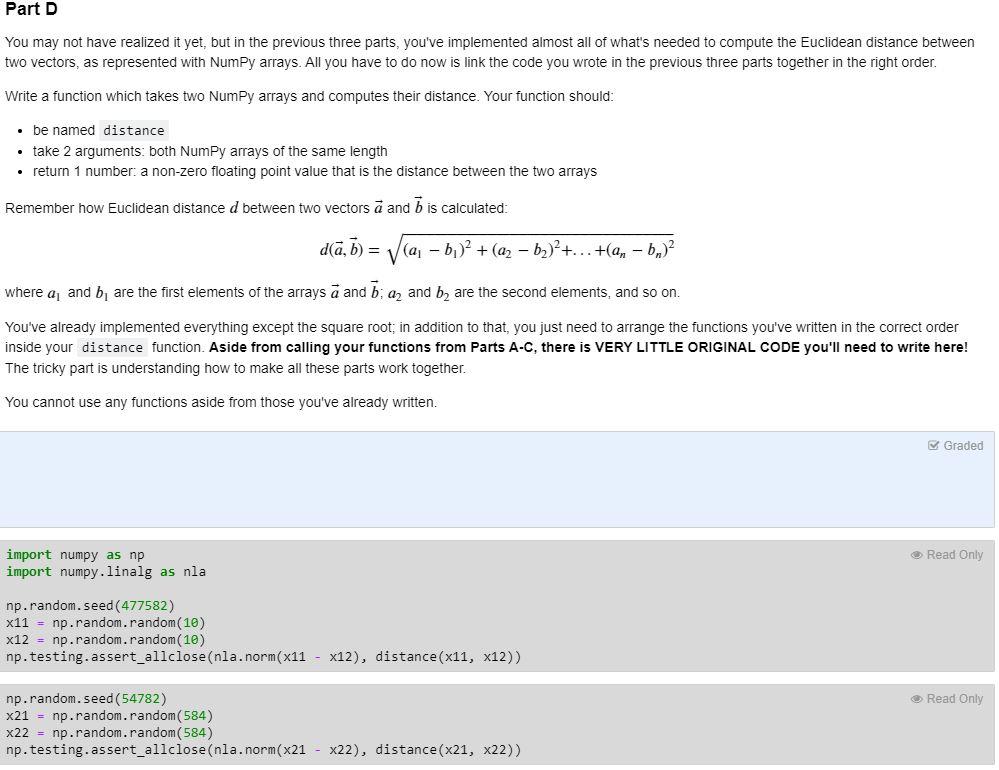 Solved Part D You may not have realized it yet, but in the | Chegg.com