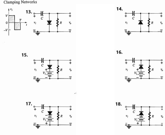 Solved Please solve the following clamper circuits. For each | Chegg.com