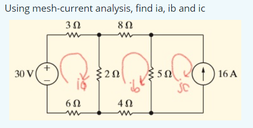 Solved Using mesh-current analysis, find ia, ib and ic 3 Ω | Chegg.com