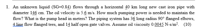Solved 1. An unknown liquid (SG=0.84) flows through a | Chegg.com