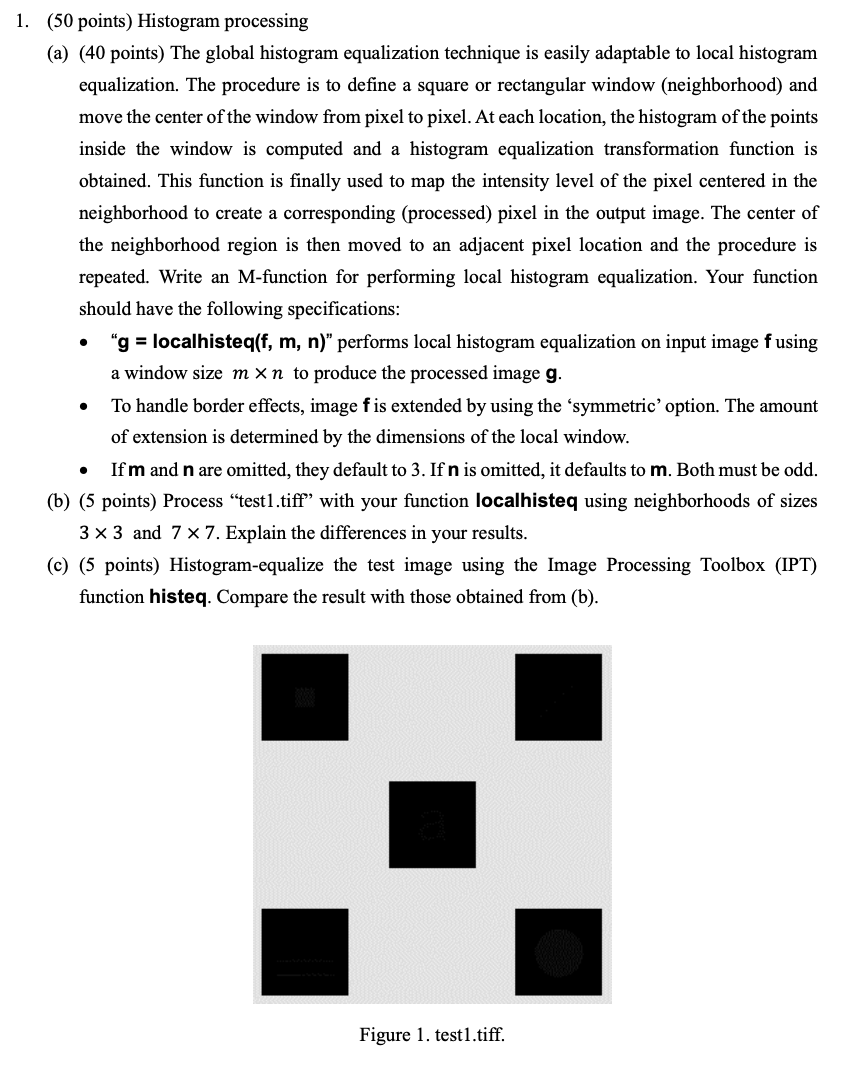1. (50 points) Histogram processing (a) (40 points) | Chegg.com